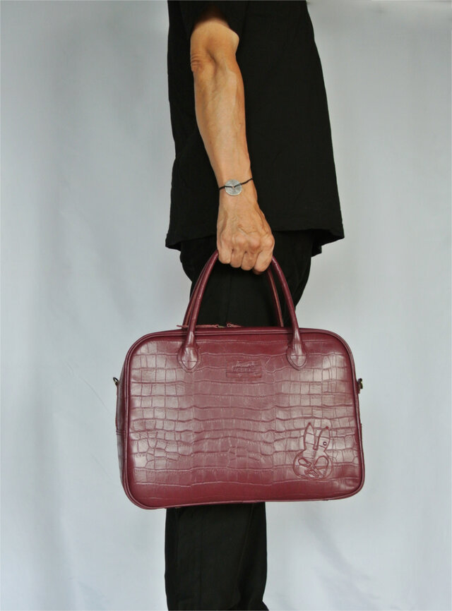 うさぎスカル（UR-1)、ラズベリーレッドのワークバック。 | iichi ハンドメイド・クラフト作品・手仕事品の通販