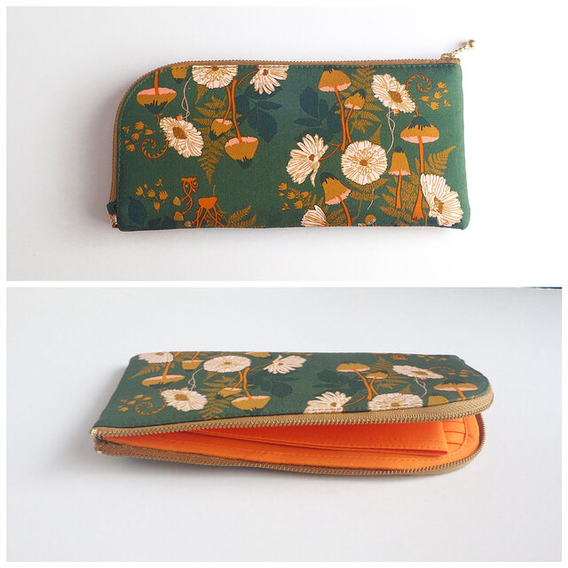 L字ファスナー長財布 シダとキノコ ＊444＊ | iichi ハンドメイド・クラフト作品・手仕事品の通販