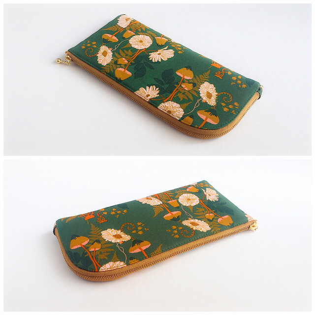 L字ファスナー長財布 シダとキノコ ＊444＊ | iichi ハンドメイド・クラフト作品・手仕事品の通販