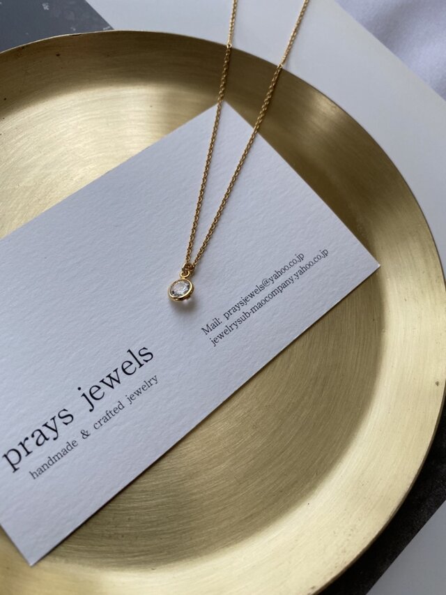 14kgf Round 5mm【AAA CZ】Necklaces 45cm キュービックジルコニアラウンドブリリアント | iichi ハンドメイド・クラフト作品・手仕事品の通販