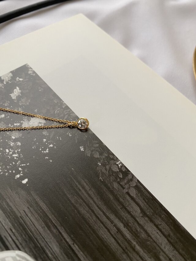 14kgf Round 5mm【AAA CZ】Necklaces 45cm キュービックジルコニアラウンドブリリアント | iichi ハンドメイド・クラフト作品・手仕事品の通販