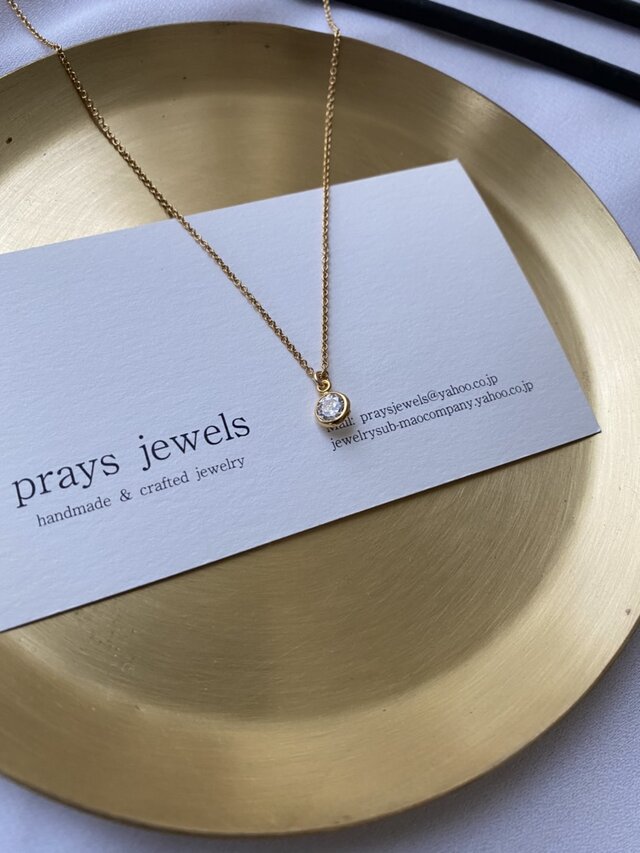 14kgf Round 5mm【AAA CZ】Necklaces 45cm キュービックジルコニアラウンドブリリアント | iichi ハンドメイド・クラフト作品・手仕事品の通販