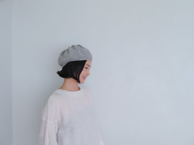 【サンプル品】"ripple" 鹿の子編みのベレー帽 | iichi ハンドメイド・クラフト作品・手仕事品の通販