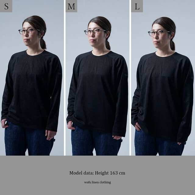 【wafu / リネントップス / Mサイズ】一年中手放せない ロングTシャツ / 黒 t020k-bck2-m | iichi ハンドメイド・クラフト作品・手仕事品の通販