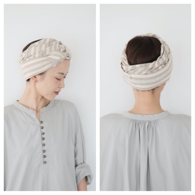 OmaTurban / beige-kinari | iichi ハンドメイド・クラフト作品・手仕事品の通販