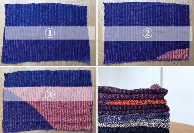 手織りランチョンマット「Deep Blue and Red Mix 」 | iichi 日々の暮らしを心地よくするハンドメイドやアンティークのマーケットプレイス