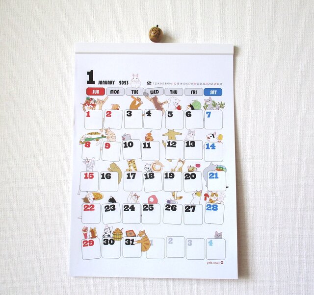 ★2023★エコネコカレンダー（昨年に引き続きエコなカレンダーです！とっても早めに登場） | iichi ハンドメイド・クラフト作品・手仕事品の通販