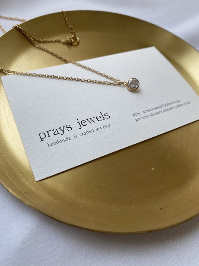 14kgf Round 6mm CZ Necklaces 50cm キュービックジルコニアラウンドブリリアントベゼル | iichi ハンドメイド・クラフト作品・手仕事品の通販