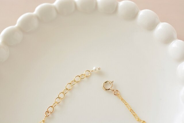 14kgf＊オレンジカーネリアン(マロンカット)×淡水パールのシンプルブレスレット～ウェーブチェーン～ | iichi ハンドメイド・クラフト作品・手仕事品の通販