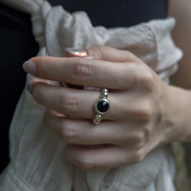 ball chain ring 【onyx】 | iichi ハンドメイド・クラフト作品・手仕事品の通販