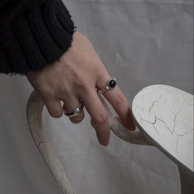ball chain ring 【onyx】 | iichi ハンドメイド・クラフト作品・手仕事品の通販
