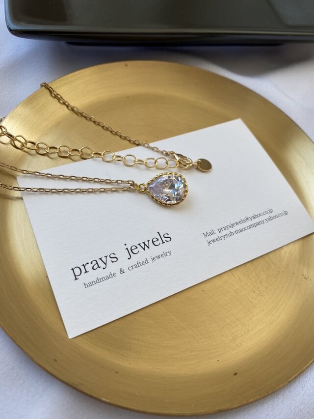 大粒キュービックジルコニアファセットネックレス 約50～60cmミディアムロングチェーン | iichi ハンドメイド・クラフト作品・手仕事品の通販