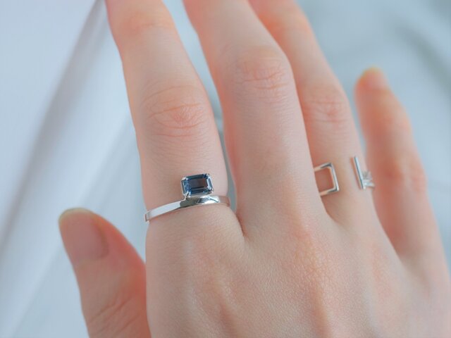 Rectangle ring ロンドンブルートパーズ 天然石シルバーリング silver925 | iichi ハンドメイド・クラフト作品・手仕事品の通販