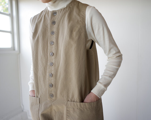 original cotton twill/overall/sand beige | iichi ハンドメイド・クラフト作品・手仕事品の通販
