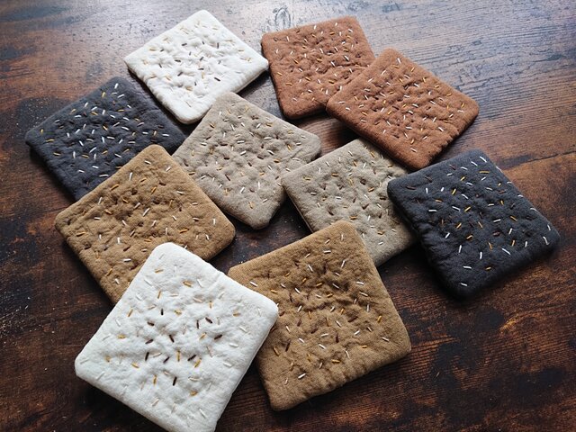 リネンにすてっちのコースター ”with coffee ” | iichi ハンドメイド・クラフト作品・手仕事品の通販
