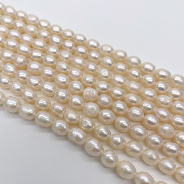淡水パール 連40cm 真珠 バロック ライス フラット 6~7mm*6mm 小粒 ホワイト系 | iichi ハンドメイド・クラフト作品・手仕事品の通販