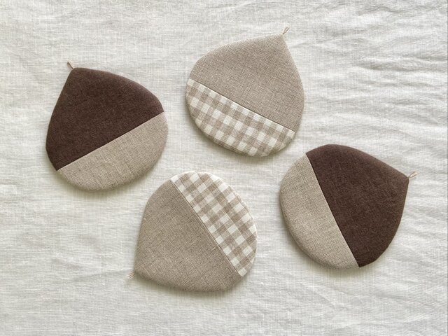 コースター 栗No.3（起毛リネン×リネン） | iichi ハンドメイド・クラフト作品・手仕事品の通販