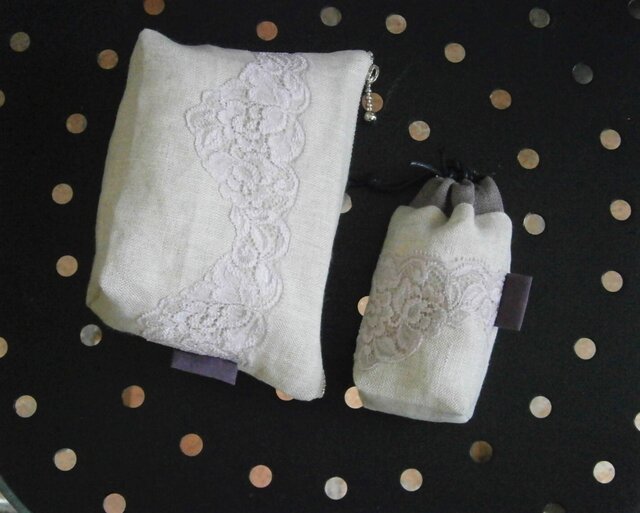 chic&chic lace×linen ポーチSet | iichi ハンドメイド・クラフト作品・手仕事品の通販