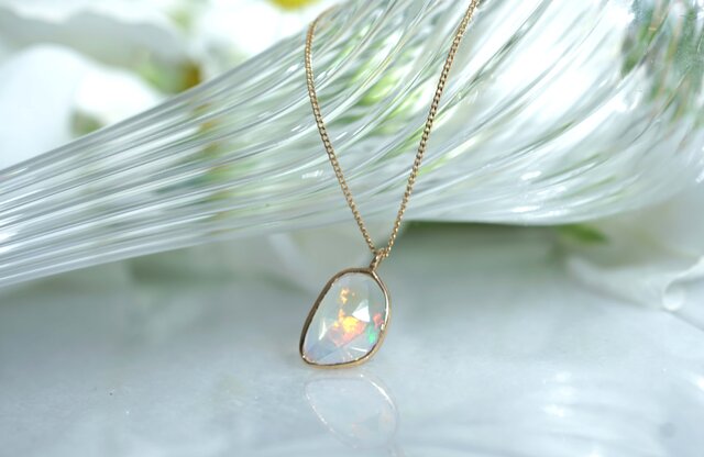 【送料無料】K18 オパール ネックレス 40cm/45cm/50cm | iichi ハンドメイド・クラフト作品・手仕事品の通販