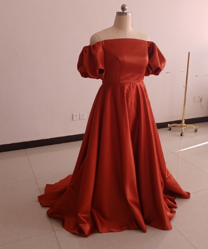 高品質！ ミニマリズム テラコッタ色 パーティードレス 光沢サテン ワンピース 二次会/結婚式 | iichi ハンドメイド・クラフト作品 ...