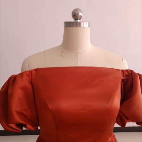 高品質！ ミニマリズム テラコッタ色 パーティードレス 光沢サテン ワンピース 二次会/結婚式 | iichi ハンドメイド・クラフト作品 ...