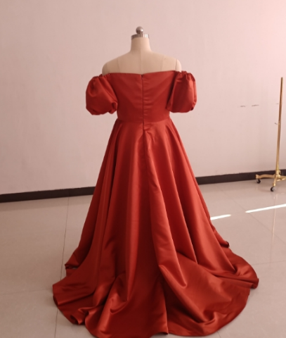 高品質！ ミニマリズム テラコッタ色 パーティードレス 光沢サテン ワンピース 二次会/結婚式 | iichi ハンドメイド・クラフト作品 ...