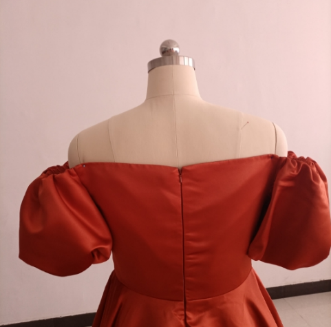 高品質！ ミニマリズム テラコッタ色 パーティードレス 光沢サテン ワンピース 二次会/結婚式 | iichi ハンドメイド・クラフト作品 ...