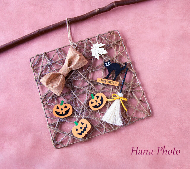 Sold 限定1個 スクエア・ハロウィンリース (リース台：20㎝の四角） (412) | iichi ハンドメイド・クラフト作品・手仕事品の通販