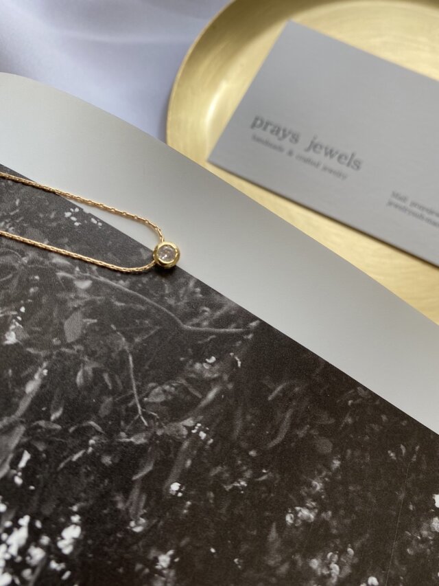 14kgf CZ ベゼル4mm 40cm Chain Necklacesキュービックジルコニアネックレス | iichi ハンドメイド・クラフト作品・手仕事品の通販