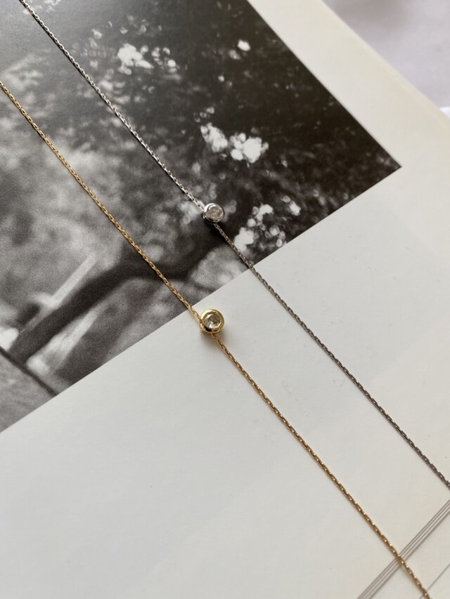 14kgf CZ ベゼル4mm 40cm Chain Necklacesキュービックジルコニアネックレス | iichi ハンドメイド・クラフト作品・手仕事品の通販