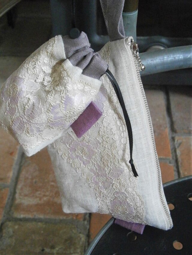 chic&chic lace×linen ポーチSet | iichi ハンドメイド・クラフト作品・手仕事品の通販