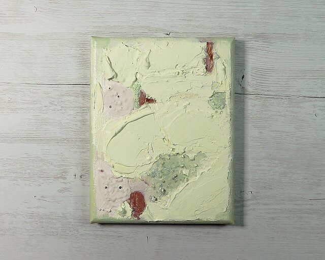 抽象画 アクリル画 キャンバス 18×14㎝ texture-art ｢グリーンフロス‒輝｣ | iichi ハンドメイド・クラフト作品・手仕事品の通販