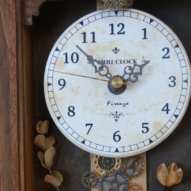 OLD FASHIONED Ⅲ レトロな時計 置き掛け両用 1点物 手作り品 #003 | iichi ハンドメイド・クラフト作品・手仕事品の通販