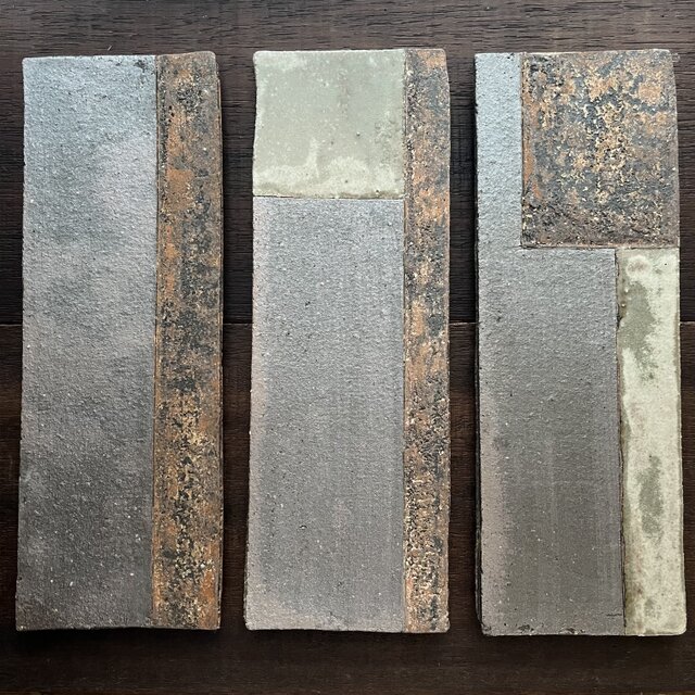 焼締&泥彩 「帯」板皿 (geometrical pattern-3) | iichi ハンドメイド・クラフト作品・手仕事品の通販