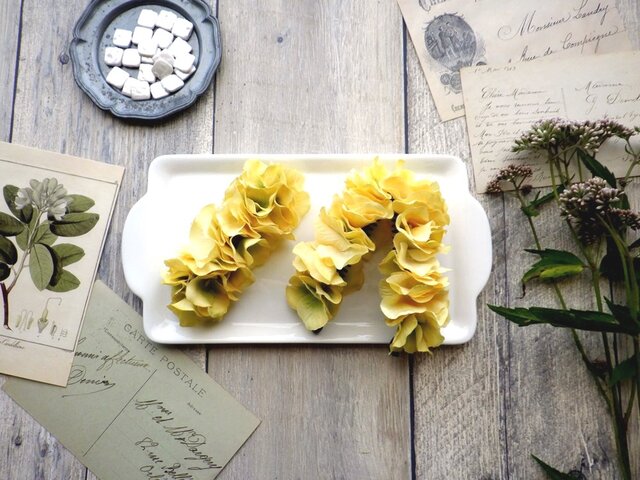 【10cmサイズのみ】バナナクリップ 濃密に花開く 紫陽花 #4 イエローグリーン | iichi 日々の暮らしを心地よくするハンドメイドやアンティークのマーケットプレイス