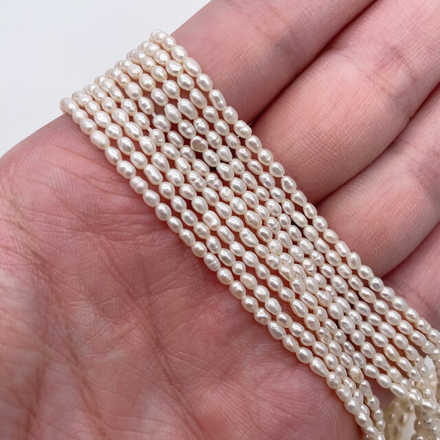 高品質 超極小 淡水パール 連40cm 真珠 バロック ライス 3~3.5mm*2mm | iichi ハンドメイド・クラフト作品・手仕事品の通販