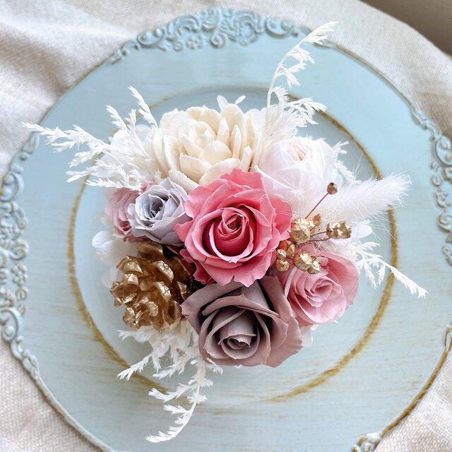 【プリザ】ローズピンク 誕生日/新築祝い/結婚祝い/開店祝い/クリスマス/インテリア/ | iichi ハンドメイド・クラフト作品・手仕事品の通販