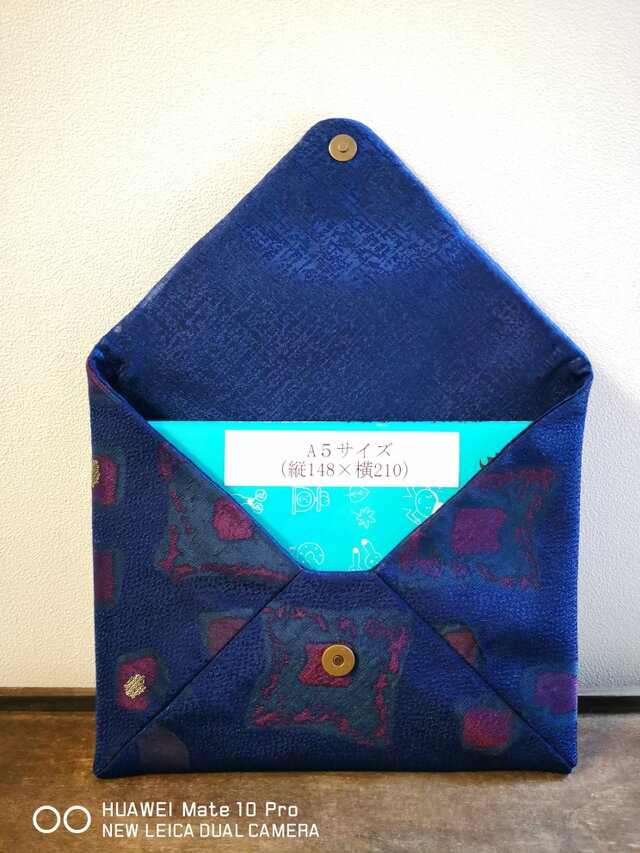 数寄屋袋（帯青箔 幾何学)着物帯リメイク 322 | iichi ハンドメイド・クラフト作品・手仕事品の通販