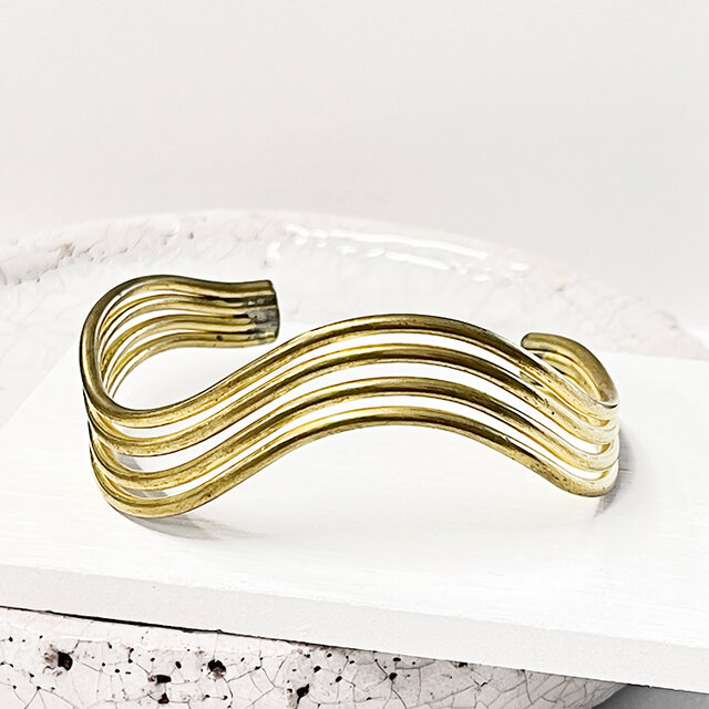 Nami Wave 真鍮Brassバングル【ebb29】 | iichi ハンドメイド・クラフト作品・手仕事品の通販