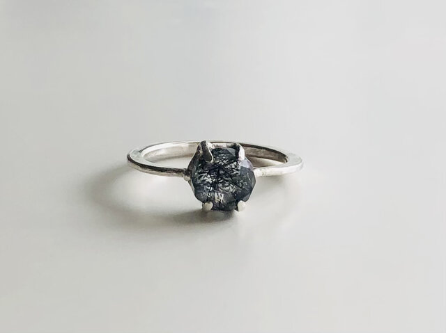 ブラックトルマリンインクォーツのリング silver950 | iichi ハンドメイド・クラフト作品・手仕事品の通販