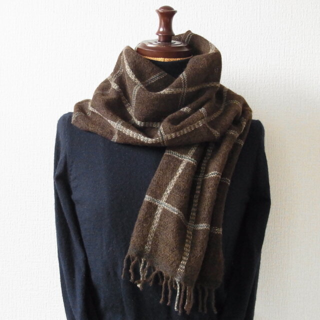 手織り モヘアストール 【mw-01-br】 | iichi ハンドメイド・クラフト作品・手仕事品の通販