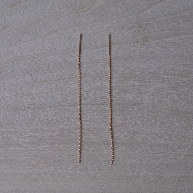 [送料無料] K18 American SS Azuki chain earrings(E005,50mm) | iichi ハンドメイド・クラフト作品・手仕事品の通販