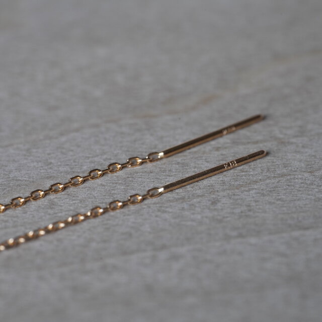 [送料無料] K18 American SS Azuki chain earrings(E005,50mm) | iichi ハンドメイド・クラフト作品・手仕事品の通販