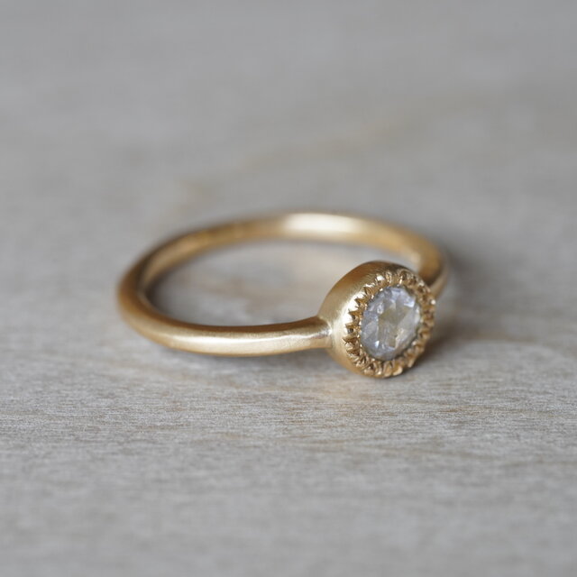 [送料無料] K18 Round Rose clear Diamond ring(0.166ct,R047) | iichi ハンドメイド・クラフト作品・手仕事品の通販