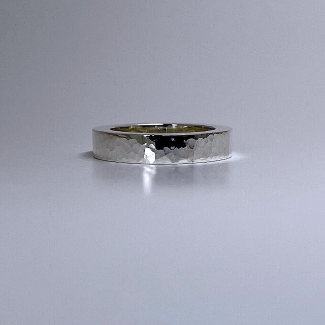 円周率を刻印した、シンプルでごつい槌目リング2 | iichi ハンドメイド・クラフト作品・手仕事品の通販