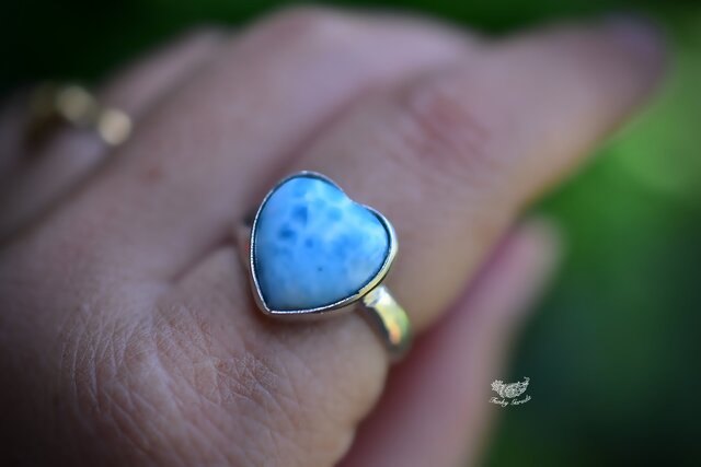 波ブルー★ラリマーハート シルバーリング722 | iichi ハンドメイド・クラフト作品・手仕事品の通販