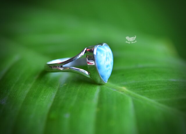 波ブルー★ラリマーハート シルバーリング722 | iichi ハンドメイド・クラフト作品・手仕事品の通販