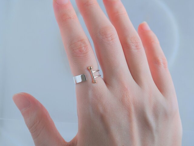 K10YG×silver925 "double point ring"コンビカラーリング 10金 シルバー | iichi ハンドメイド・クラフト作品・手仕事品の通販