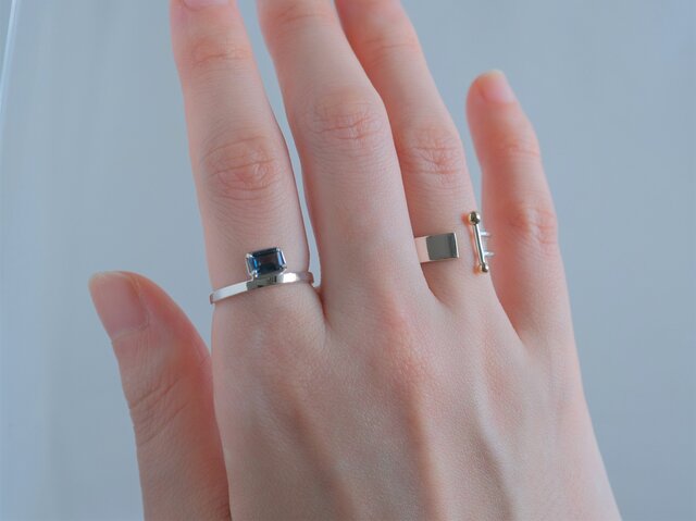 K10YG×silver925 "double point ring"コンビカラーリング 10金 シルバー | iichi ハンドメイド ...