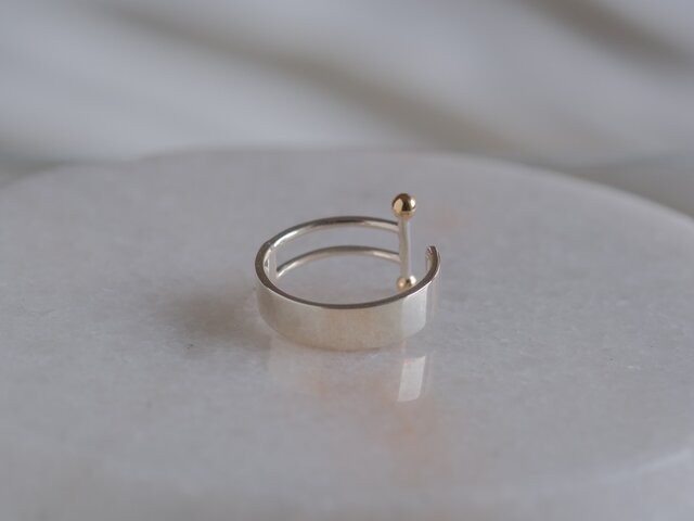 K10YG×silver925 "double point ring"コンビカラーリング 10金 シルバー | iichi ハンドメイド ...